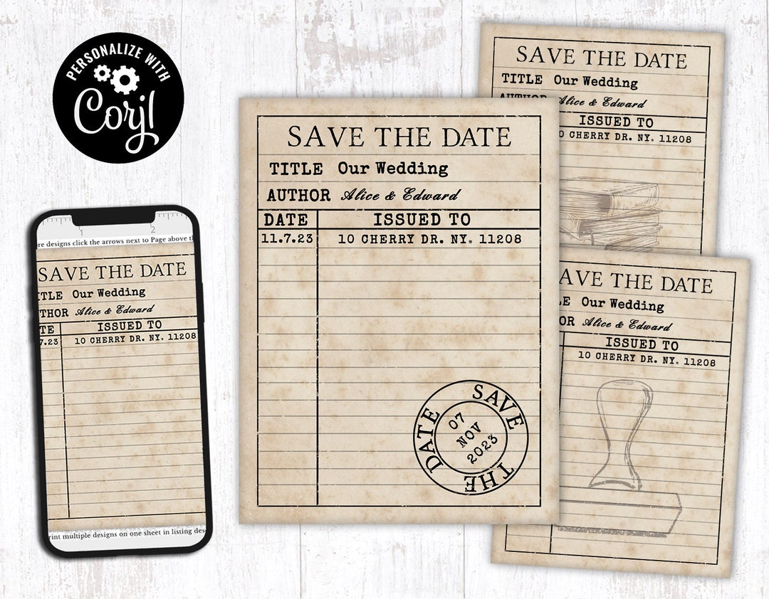 Editable Library Card Invitation Digital Printable Customizable Corjl ...