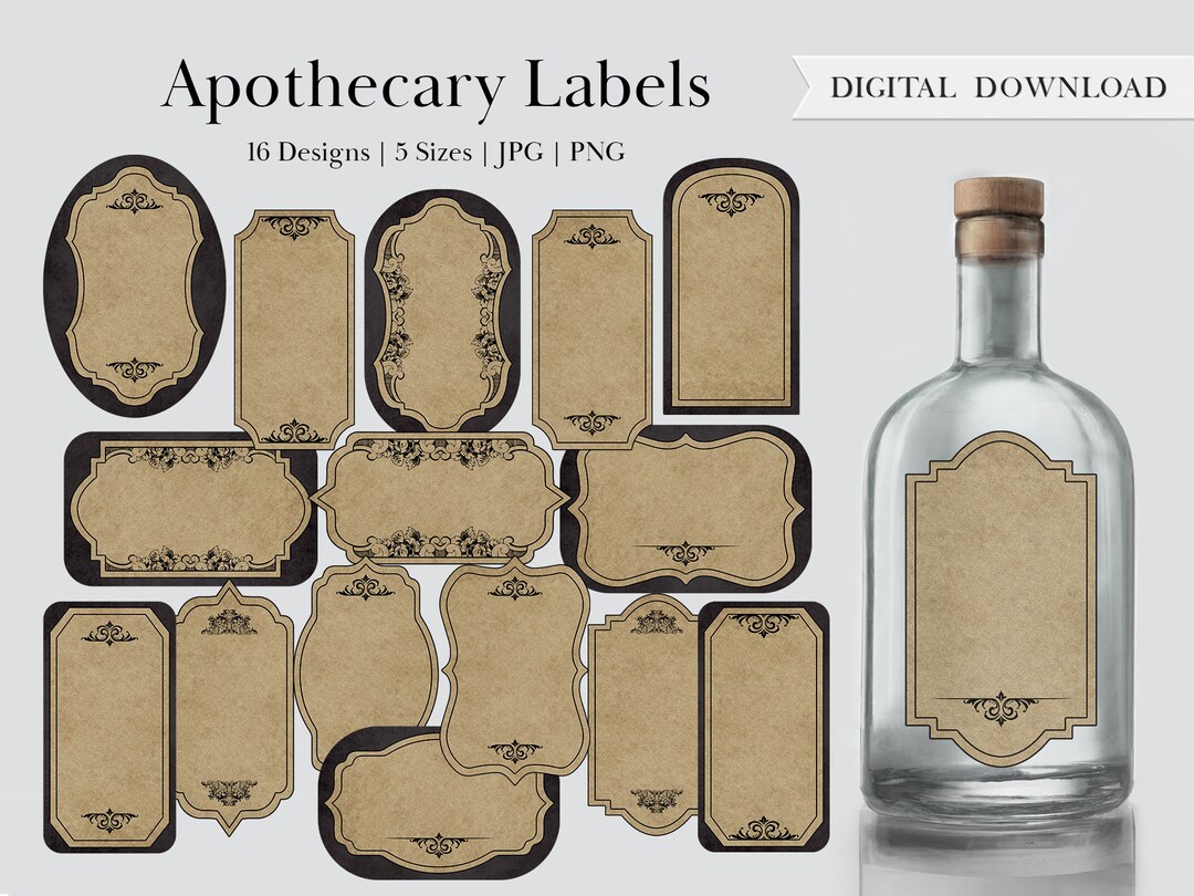 Apothecary Labels 02, Vintage Blank Potion Labels for Bottles ...