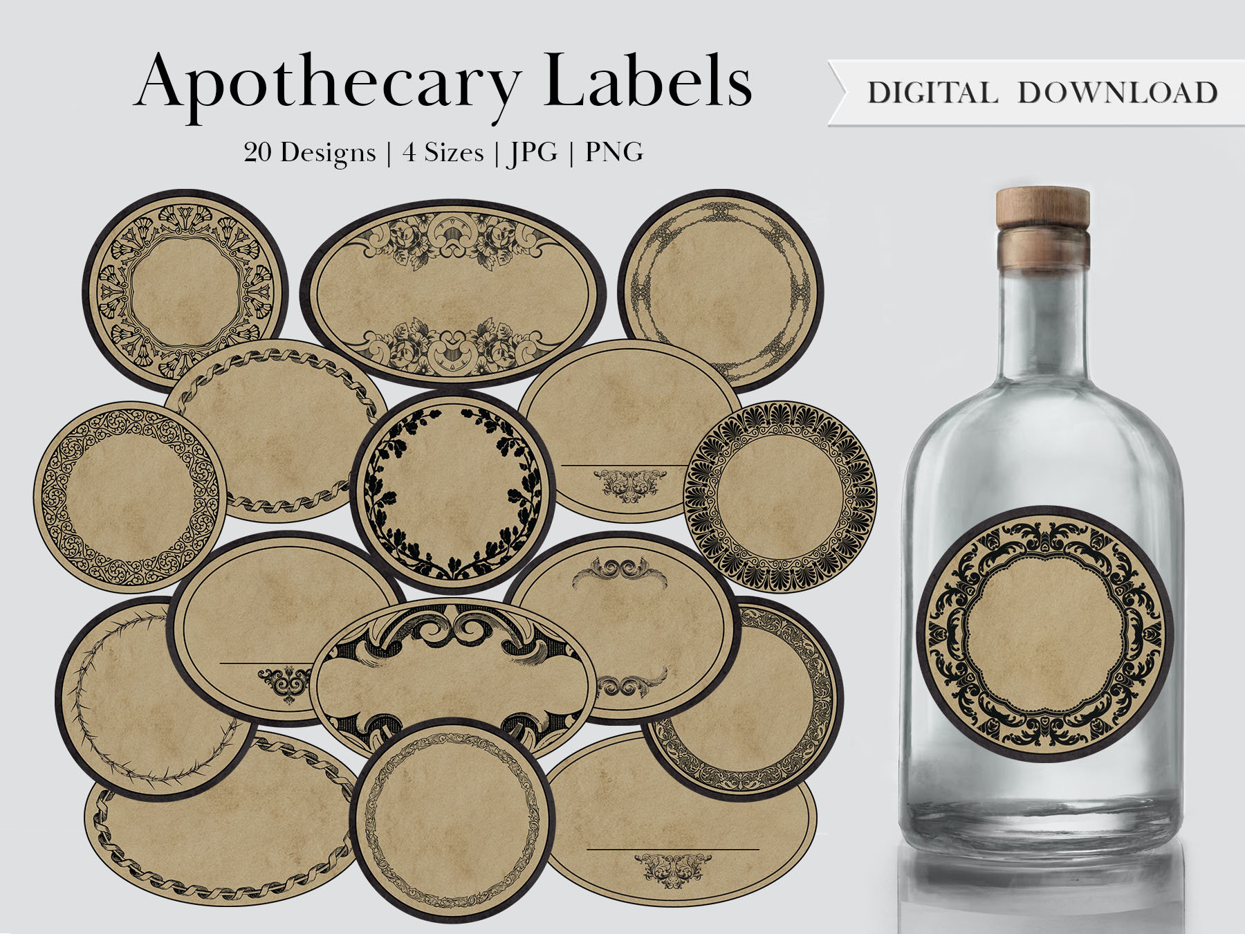 Round Apothecary Labels Potion Label Circle Oval Blank - Etsy