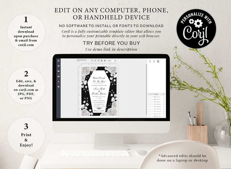 Editable Wedding Coffin Invitation Digital Customizable Corjl - Etsy