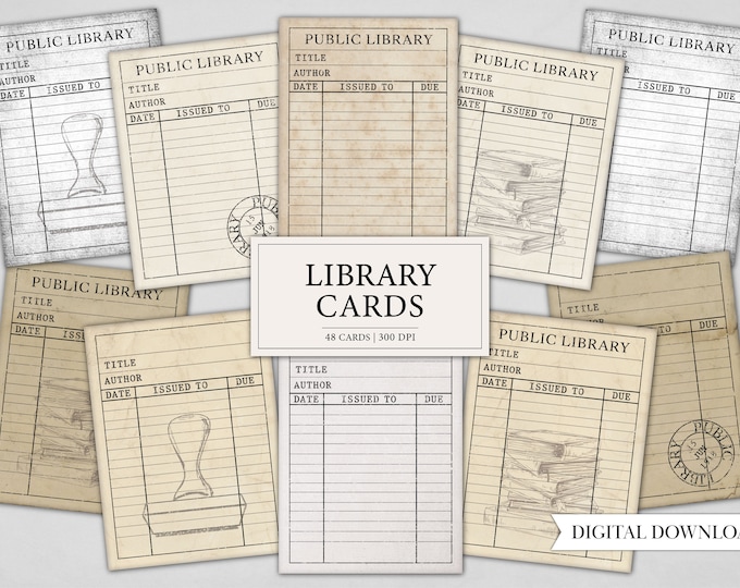 Vintage Library Cards, Aged & Shabby Library Card, Blank, Junk Journal ...