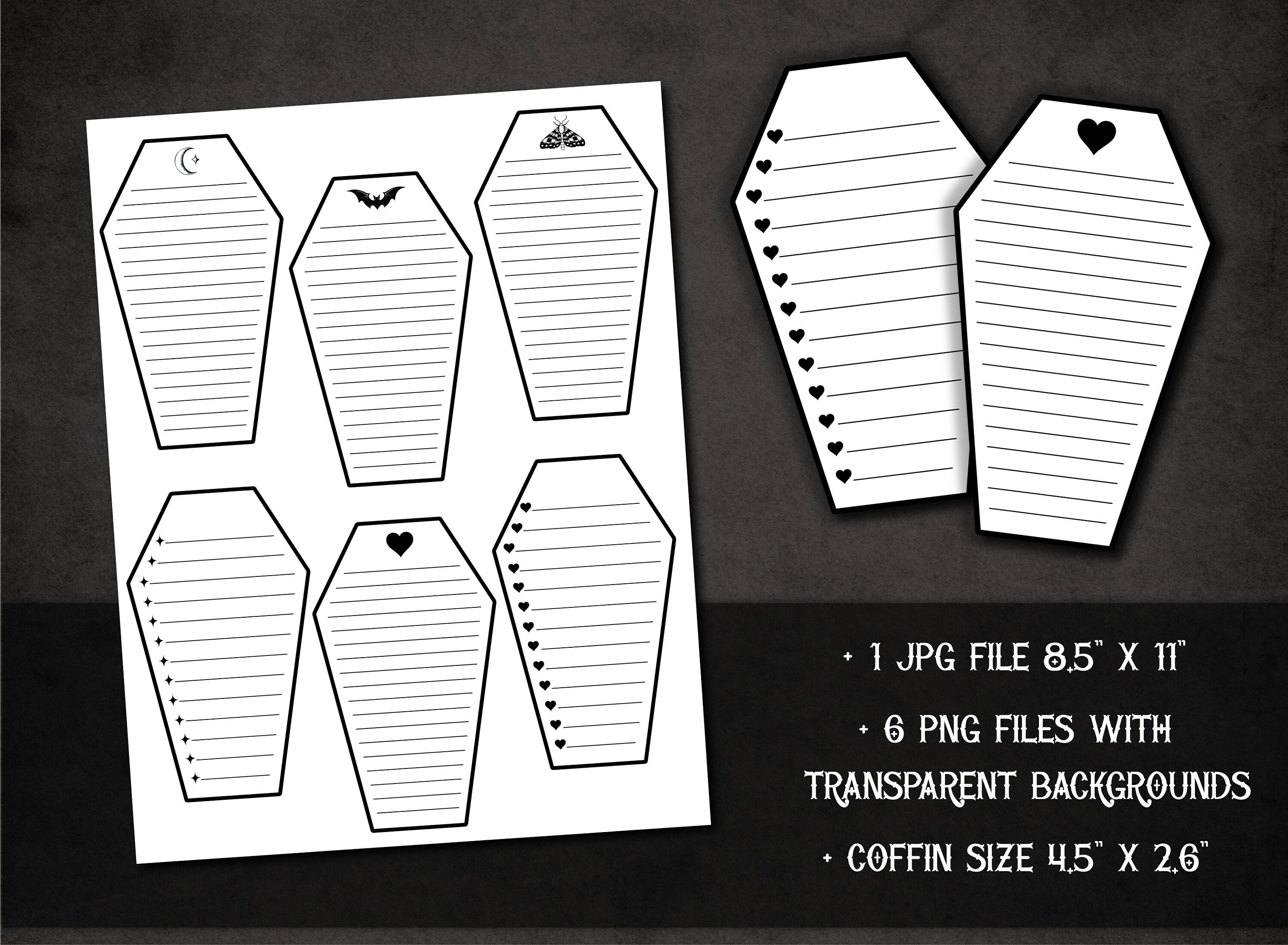 Digital Coffin to Do Lists, Gothic List Printable Planner & Journal ...