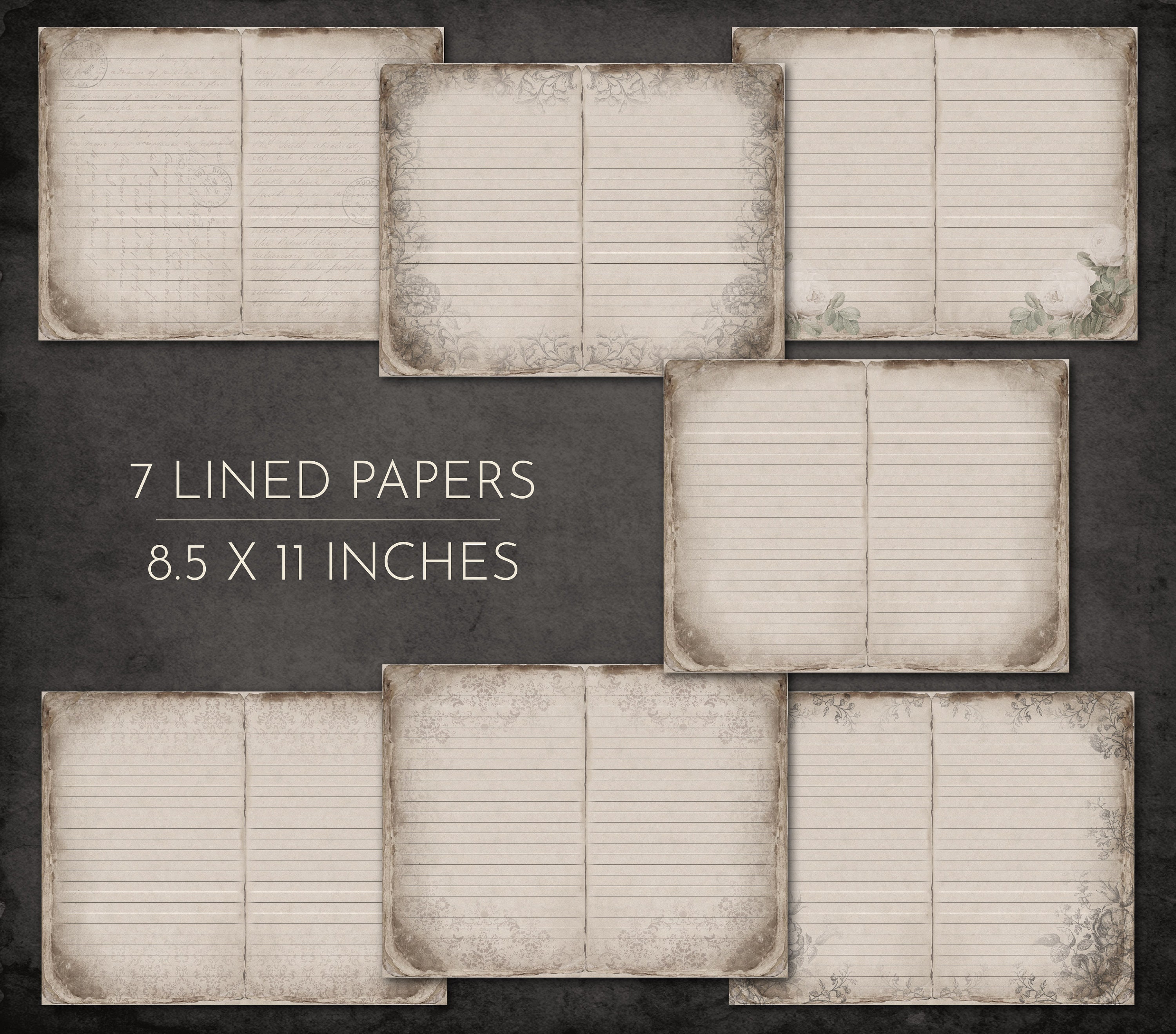 Lined & Unlined Journal Pages Junk Journal Printable Vintage - Etsy