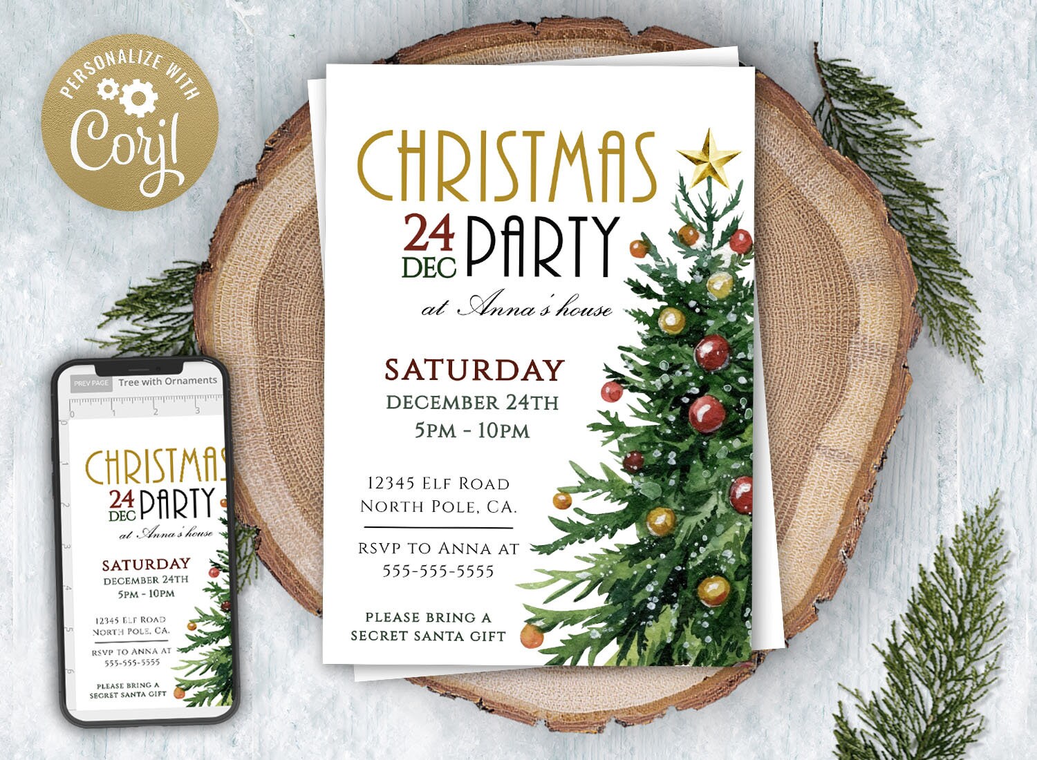 Editable Christmas Party Invitation, Digital Printable Customizable ...