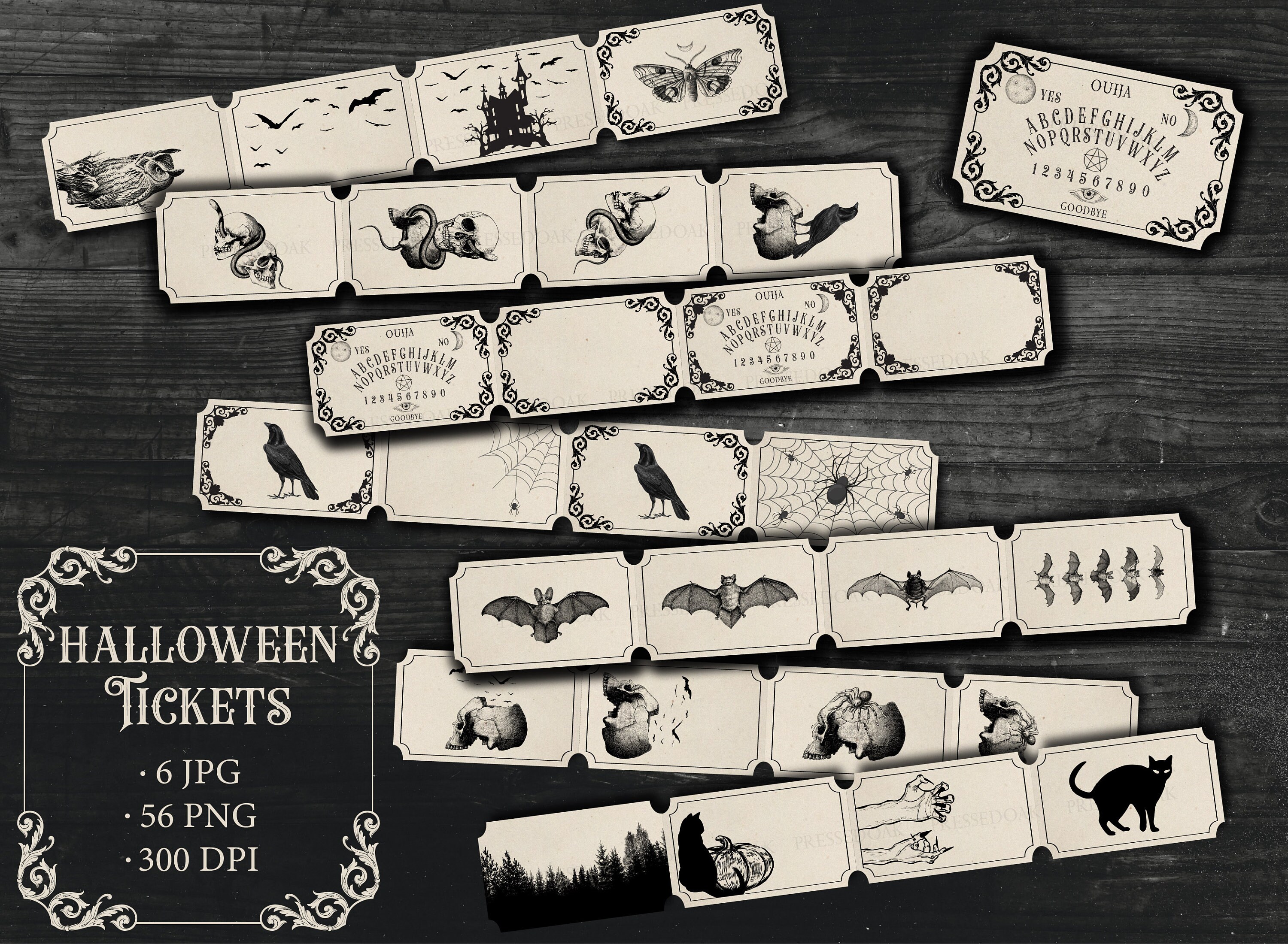 Halloween Tickets Printable Vintage Gothic Grimoire Junk - Etsy