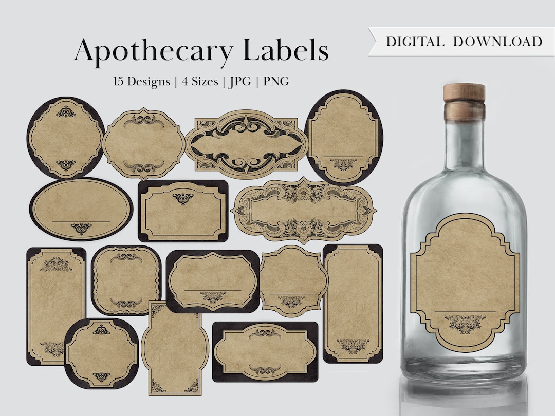 Apothecary Label, Potion Labels Round Blank Digital Printable Miniature ...