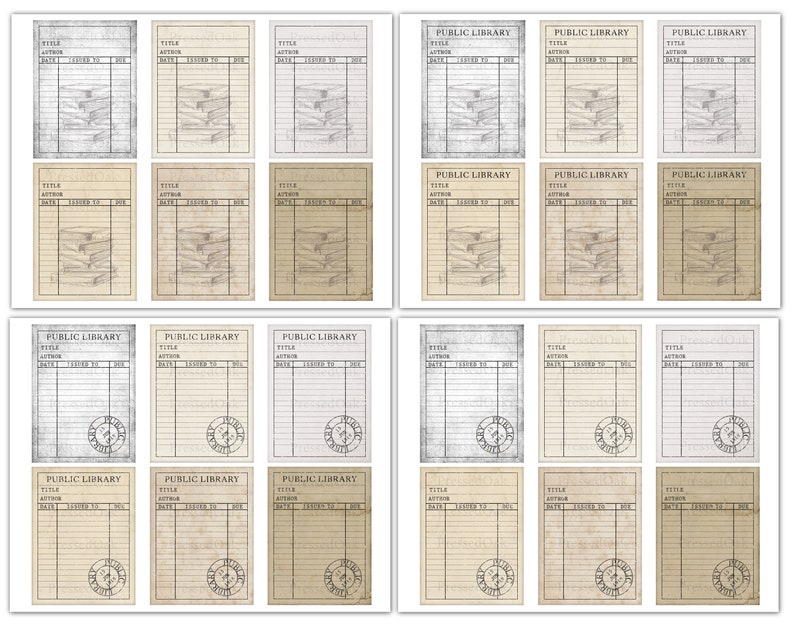 Vintage Library Cards, Aged & Shabby Library Card, Blank, Junk Journal ...