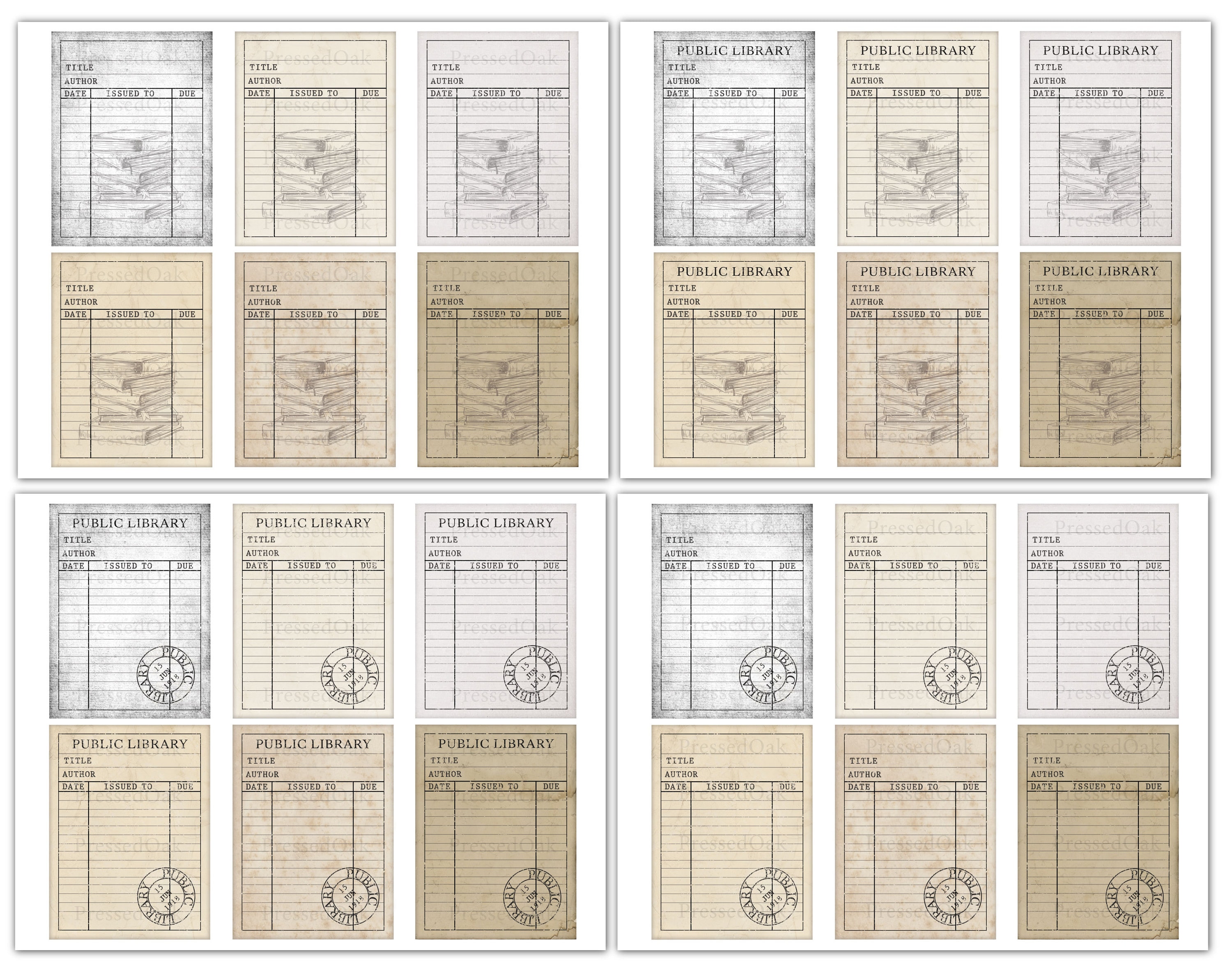 Vintage Library Cards, Aged & Shabby Library Card, Blank, Junk Journal ...