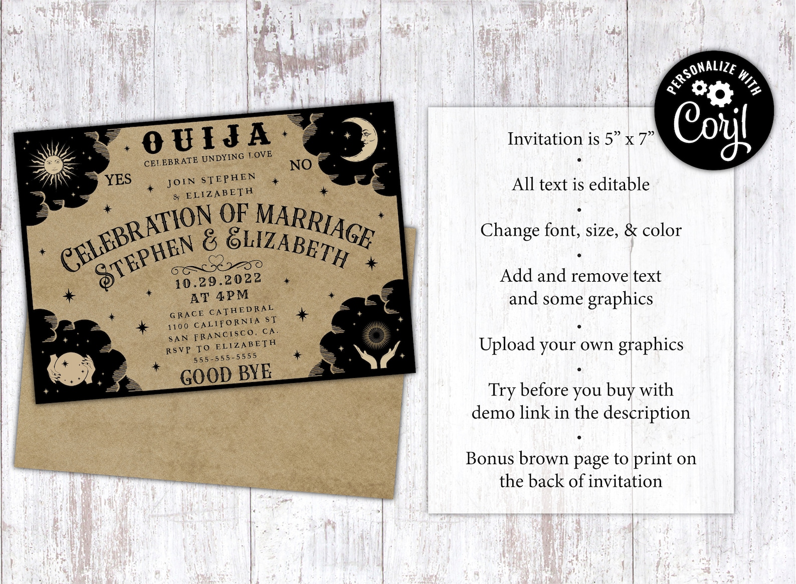 Editable Wedding Ouija Board Invitation Digital Printable - Etsy