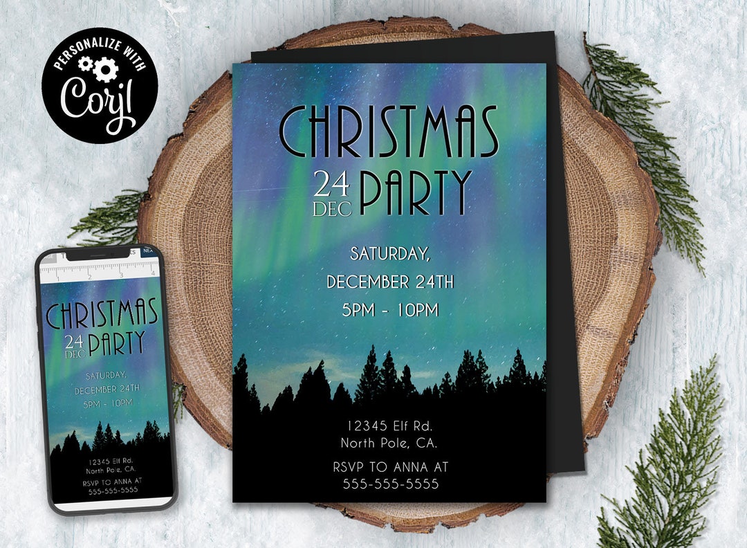 Editable Northern Lights Party Invitation, Digital Printable ...