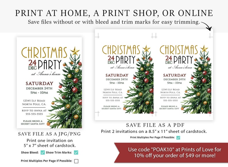 Editable Christmas Party Invitation Digital Printable - Etsy