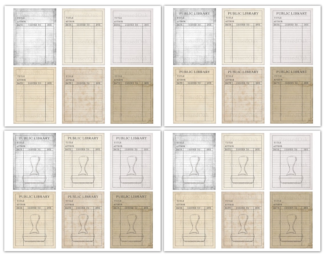 Vintage Library Cards, Aged & Shabby Library Card, Blank, Junk Journal ...