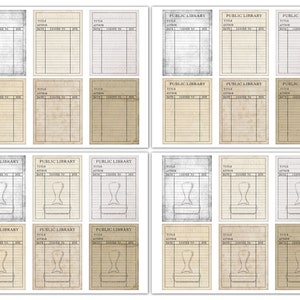 Vintage Library Cards, Aged & Shabby Library Card, Blank, Junk Journal ...