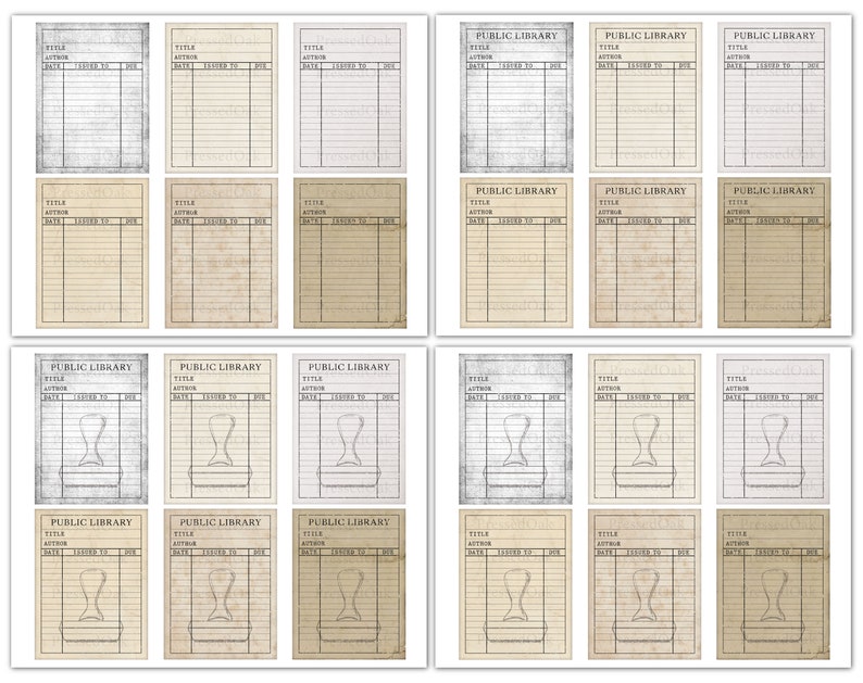 Vintage Library Cards, Aged & Shabby Library Card, Blank, Junk Journal ...