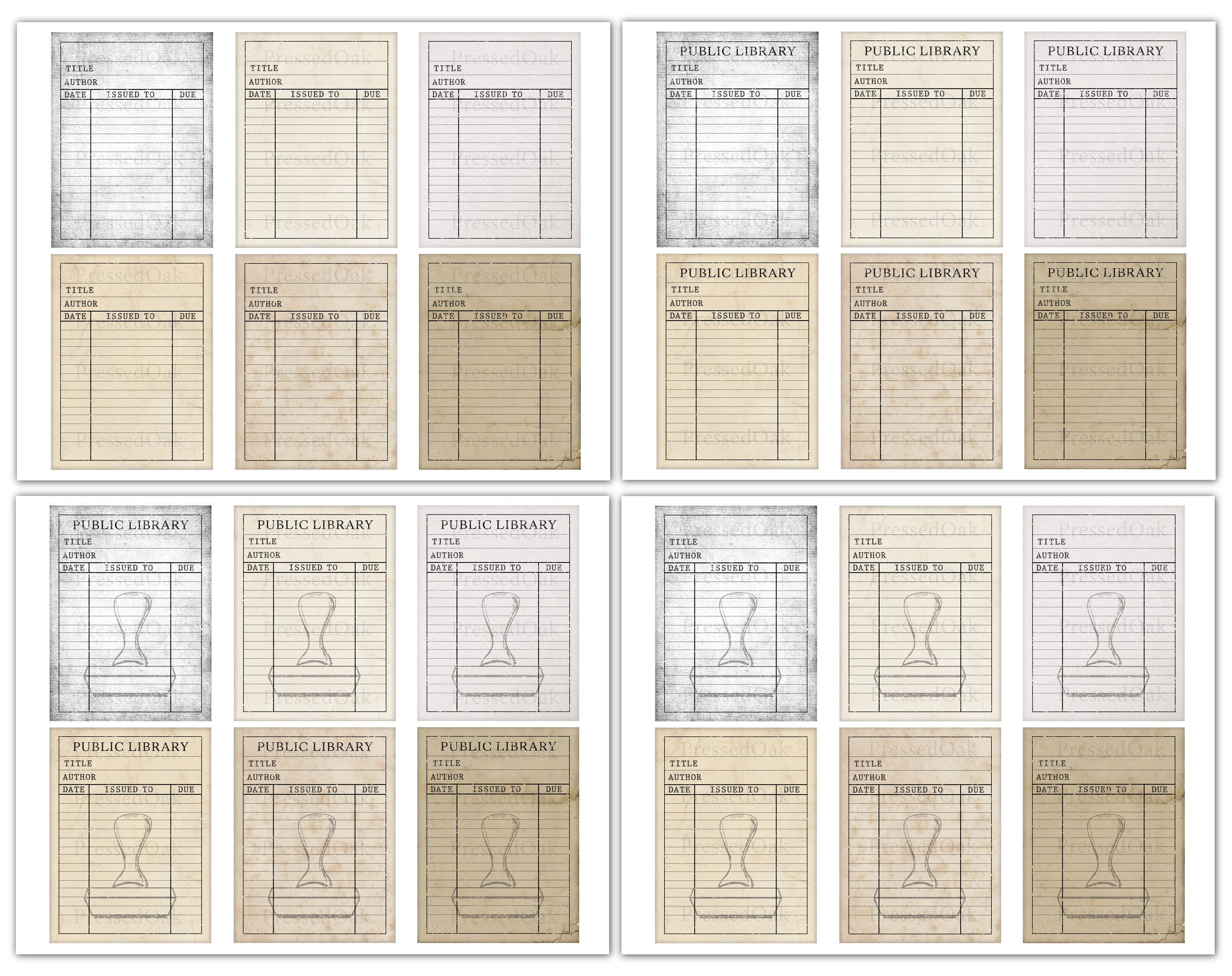 Vintage Library Cards, Aged & Shabby Library Card, Blank, Junk Journal ...