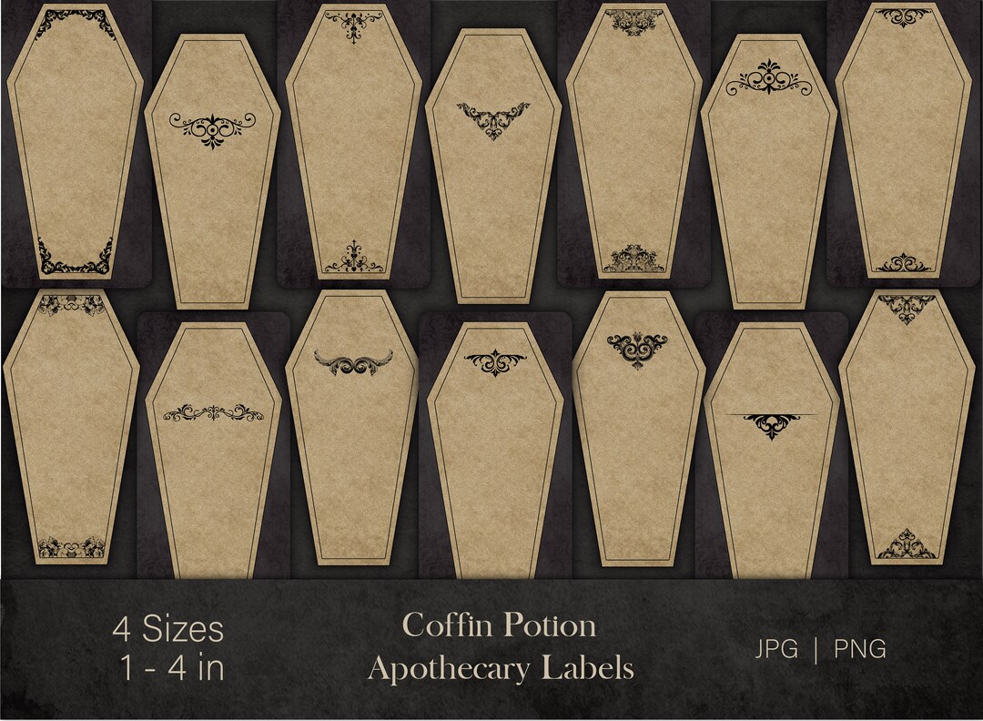 Coffin Apothecary Label, Potion Labels Blank Halloween Digital ...