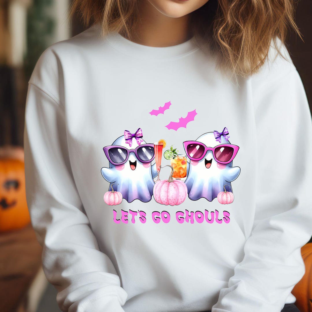 Cute Lets Go Ghouls Halloween Ghost Sweater, Halloween Party Tee ...