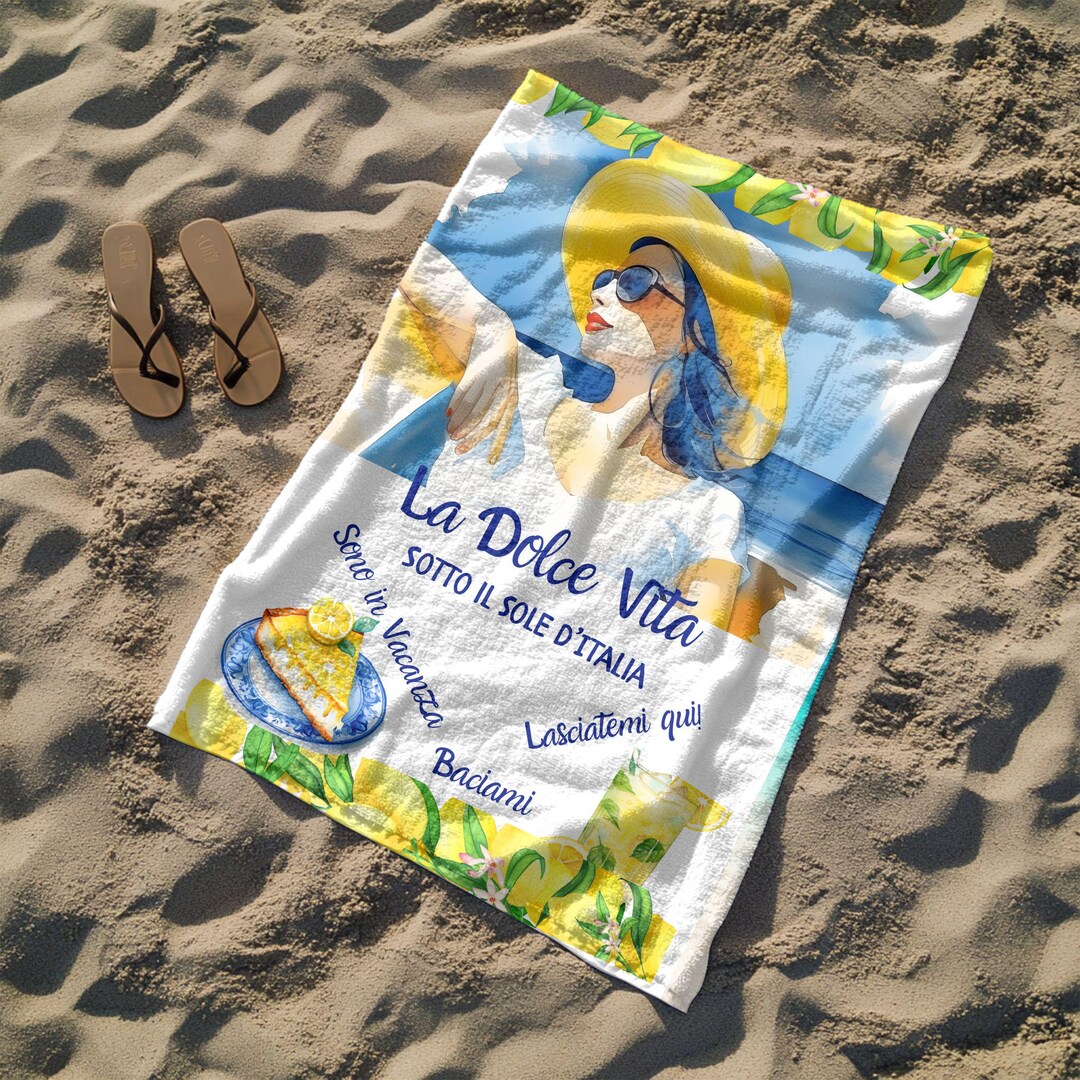 Italian Lemon Beach Towel: La Dolce Vita Summer Pool Towel - Etsy