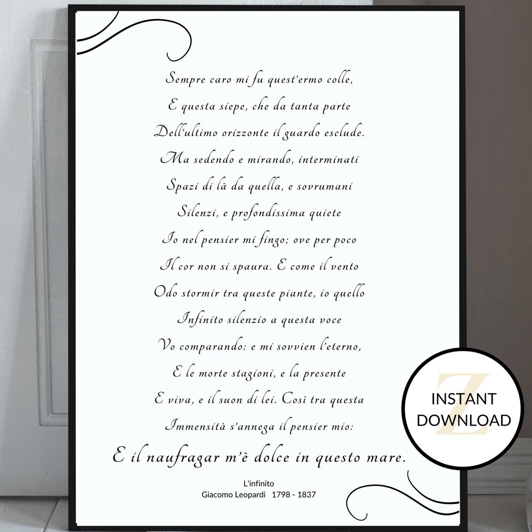 Giacomo Leopardi, Poem, Digital Poetry, Art Quote, Quote Sign ...