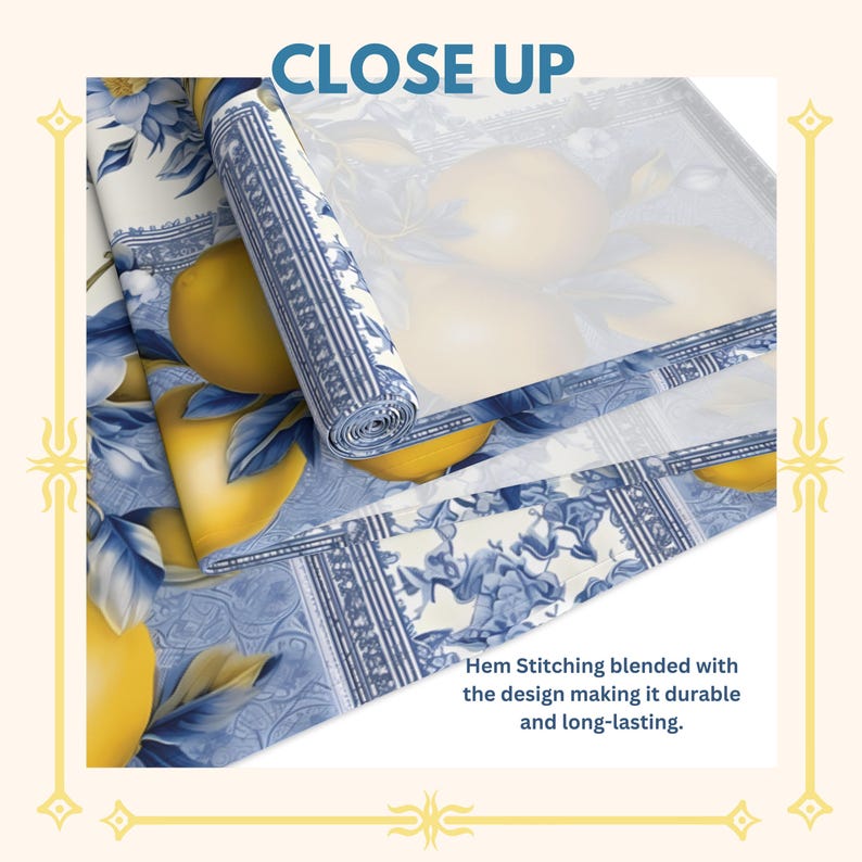 Sicilian Lemon Table Runner: Mediterranean Home Decor, Amalfi Coast ...
