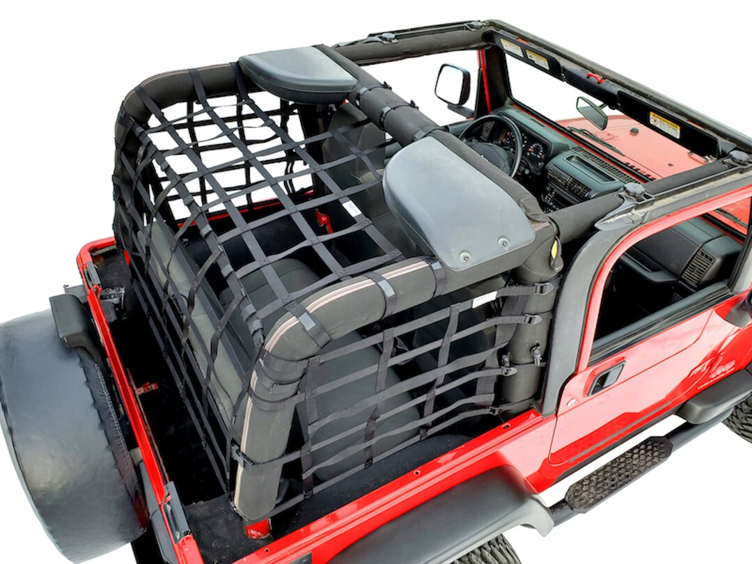 One Piece Wraparound Net & Rear Overhead Net Combo for TJ Jeep Wrangler ...