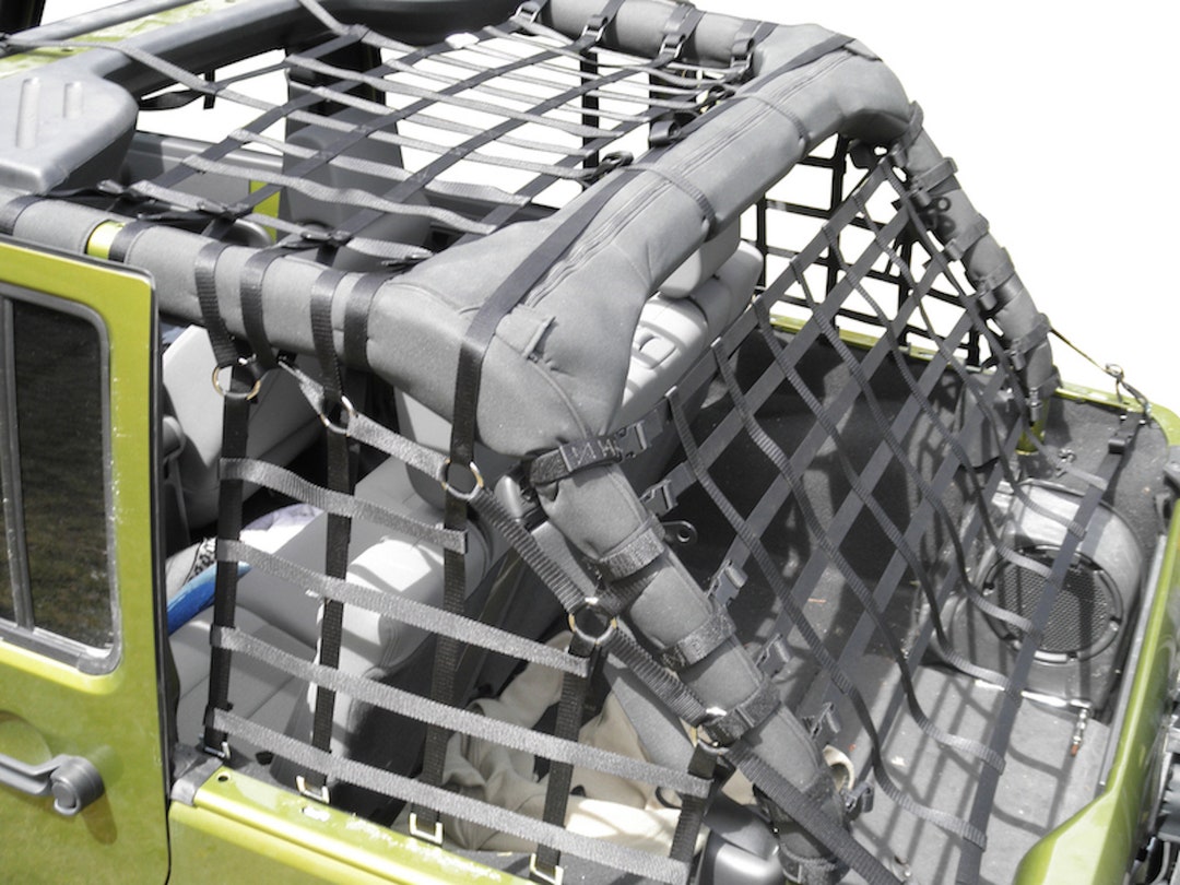 Three Piece Wraparound Net & Rear Overhead Net Combo for JK 4 Door Jeep ...