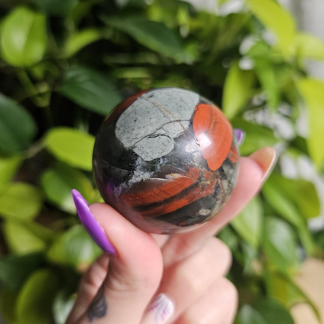Mystical Bloodstone Sphere With Acrylic Stand, Chakra Balancer ...