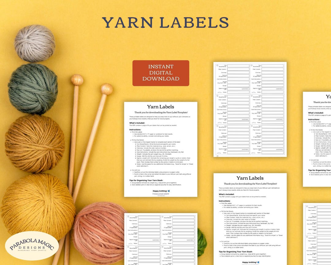 Yarn Label Template for Yarn Remnant Organization - Etsy