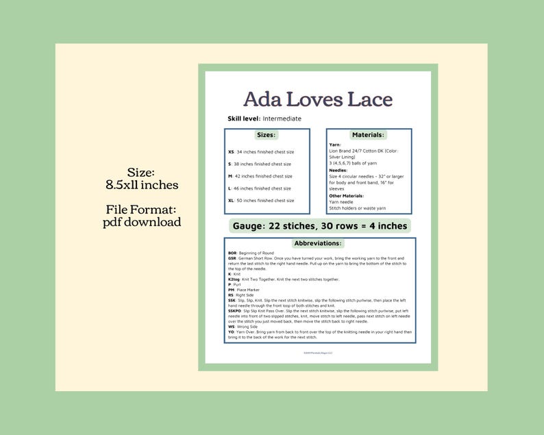 Ada Loves Lace Cardigan Knitting Pattern - Etsy
