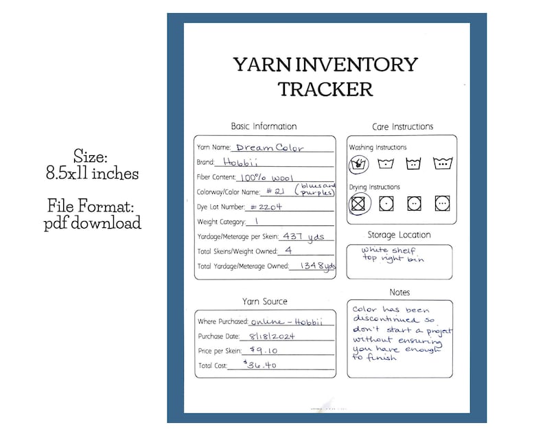 Yarn Inventory Tracker - Etsy
