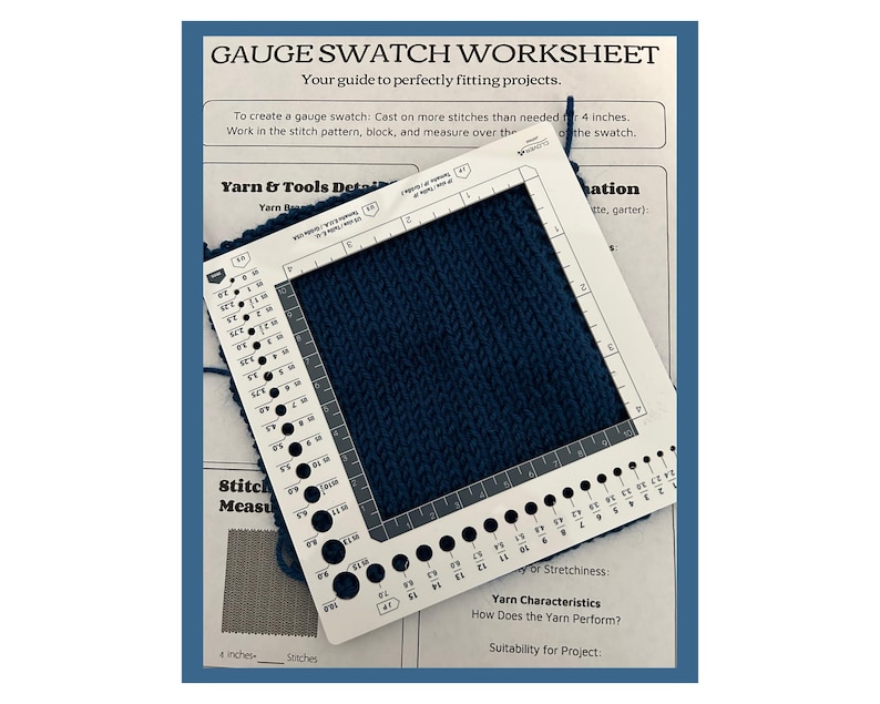 Knitting Gauge Swatch Worksheet Printable - Etsy