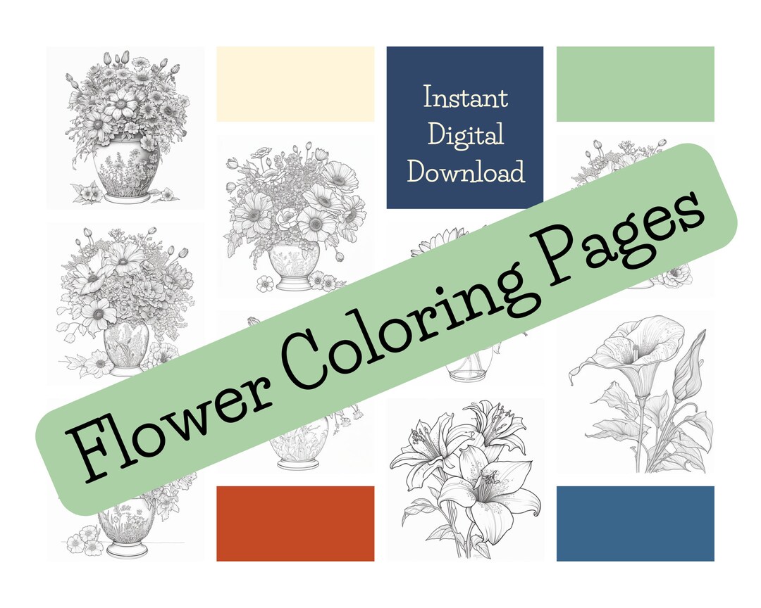 Flower Coloring Pages 20 Pages Total Digital Download - Etsy