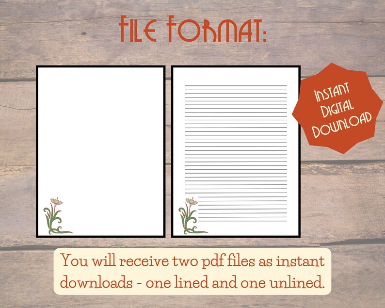 Digital Download Printable Stationary 5x7 Inches Letter Writing Paper ...