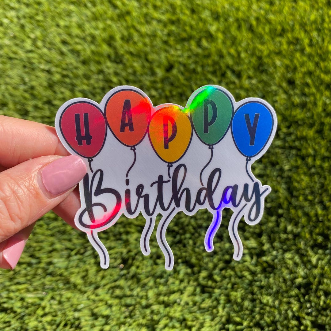 Happy Birthday Vinyl Sticker, Birthday Sticker, Birthday Gifts, Water ...
