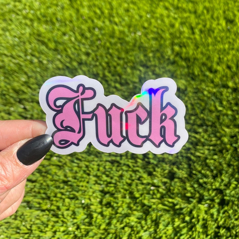 Pink F*ck Holographic Vinyl Sticker, Laptop Decal - Etsy