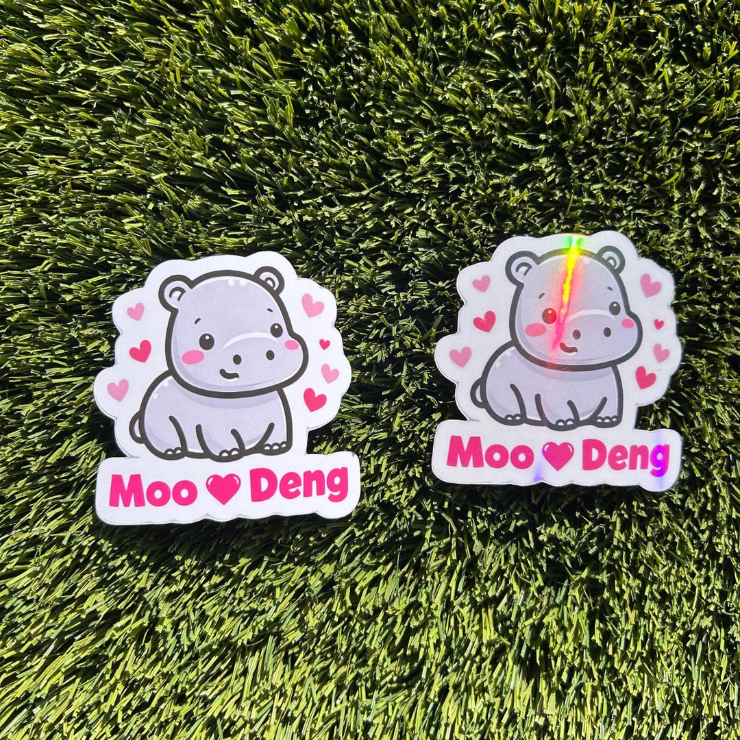 Moo Deng Hippo, Hippo Sticker, Moo Deng Love Stickers, Cute Sticker ...