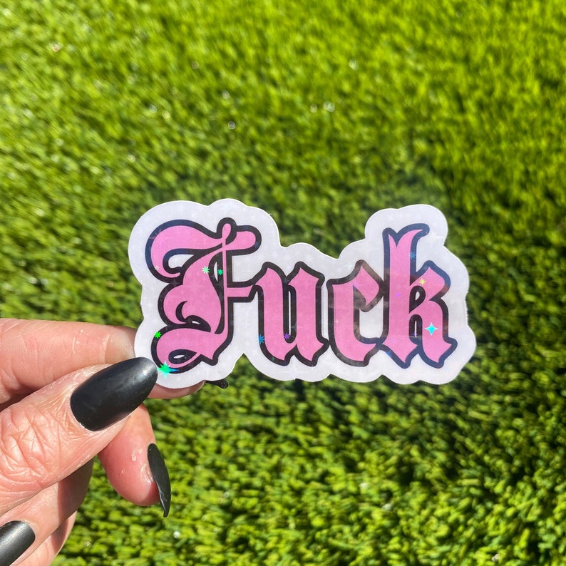Pink F*ck Holographic Vinyl Sticker, Laptop Decal - Etsy