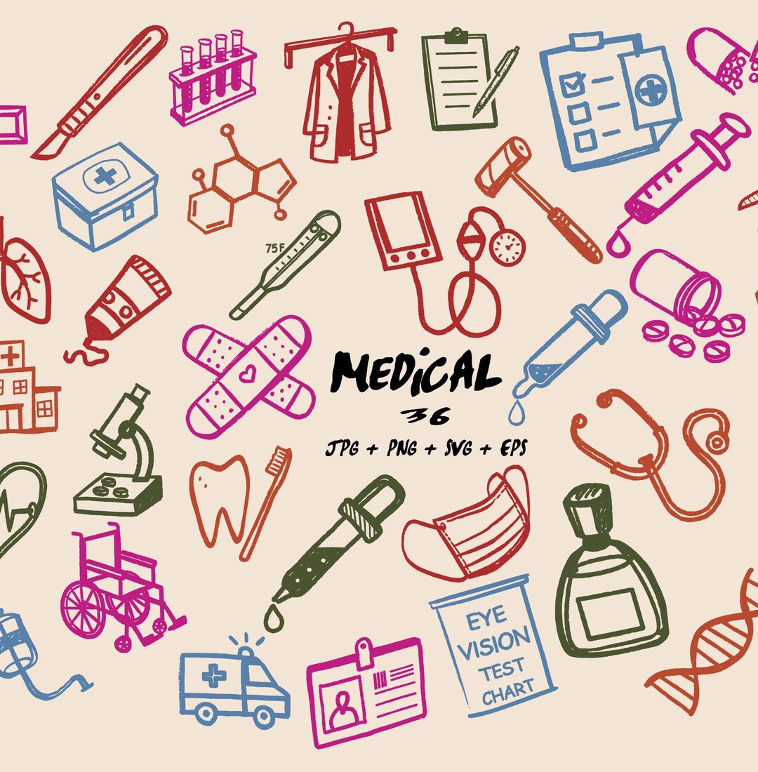 Hand Drawn Healthcare Doodle Svg , Doctor Nurse Pharmacy Graphics ...
