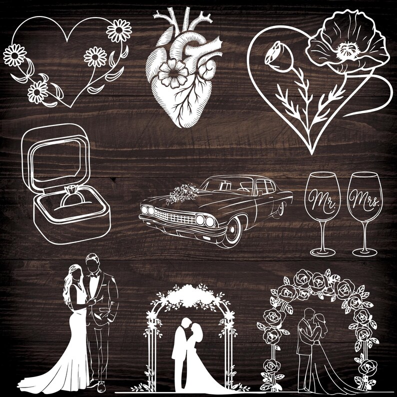 Wedding SVG Bundle: Doodles for Invitations (32 SVG/PNG) - Etsy