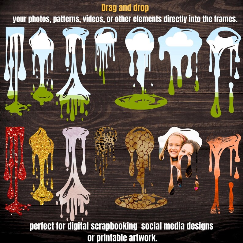 30 Drip Canva Frame, Design Your Own Dripping Borders , Dripping Paint ...