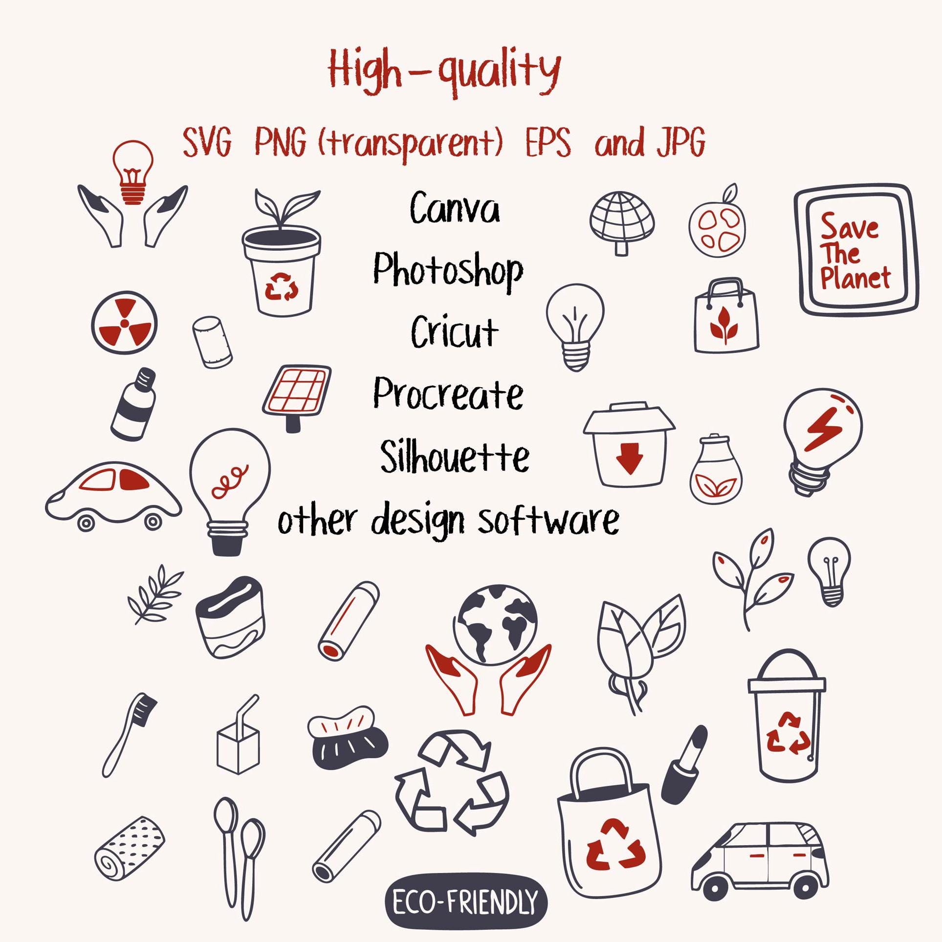 Hand Drawn Doodles Love Earth SVG, Eco Friendly Icons , Earth Day ...