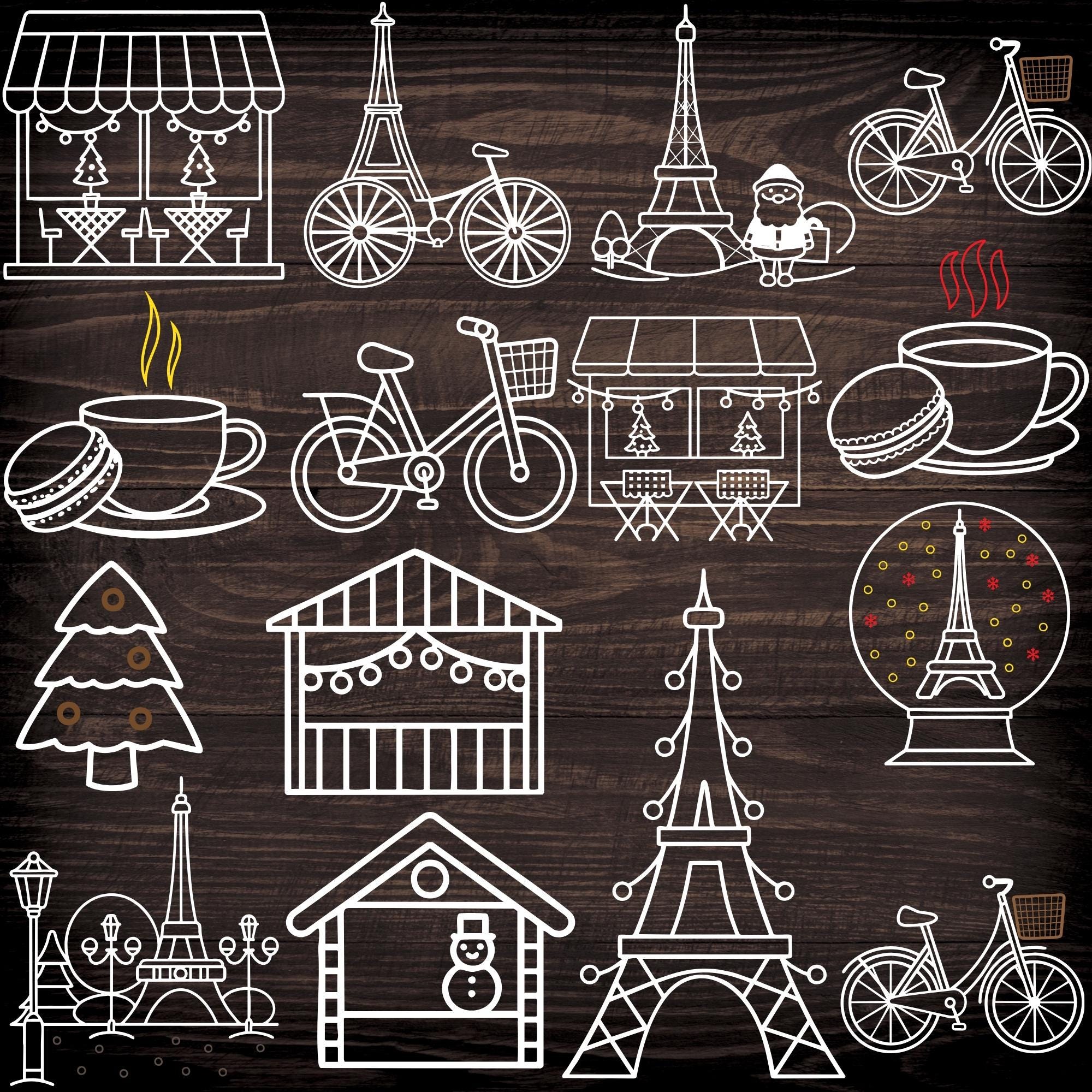Christmas Paris SVG Bundle: Eiffel Tower, Notre Dame (20 Files) - Etsy