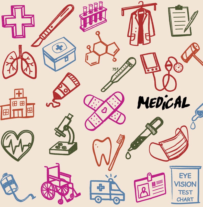 Hand Drawn Healthcare Doodle Svg , Doctor Nurse Pharmacy Graphics ...