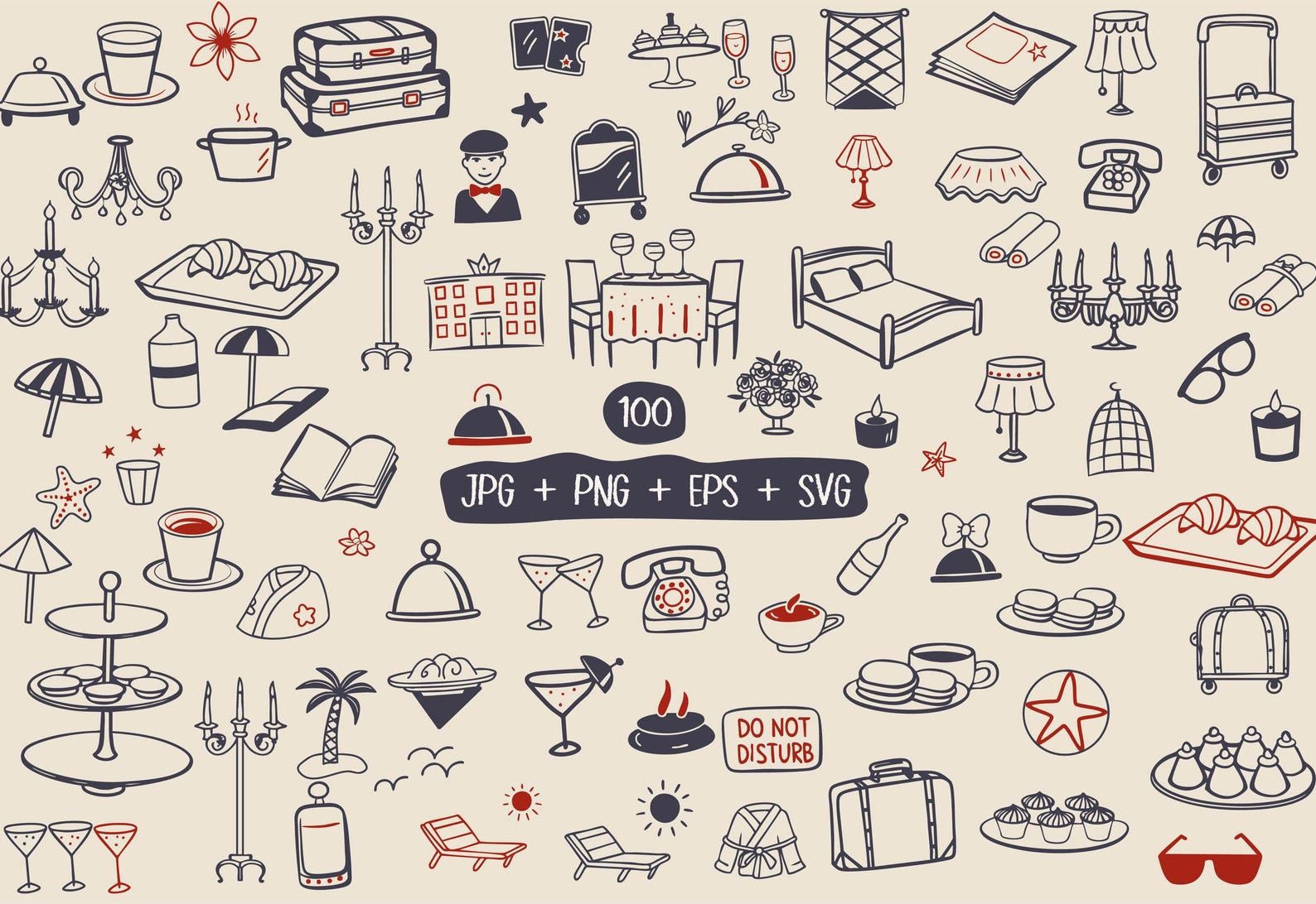 Luxury Hospitality Clipart , Hotel Aesthetic Line Art, Resort Travel ...