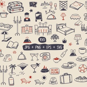 Luxury Hospitality Clipart , Hotel Aesthetic Line Art, Resort Travel ...