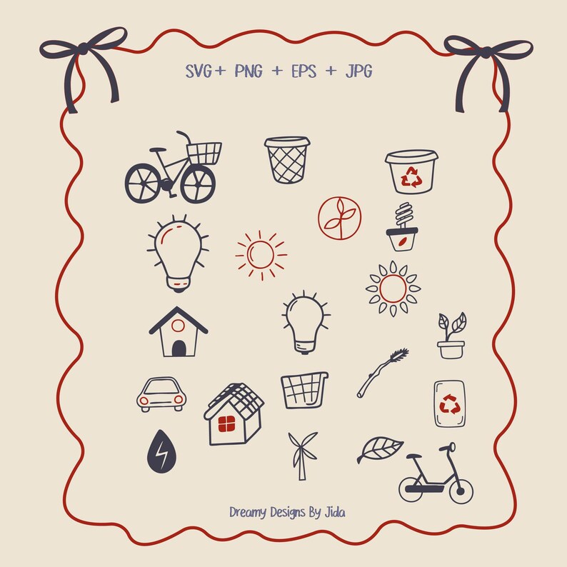 Hand Drawn Doodles Love Earth SVG, Eco Friendly Icons , Earth Day ...