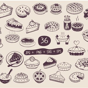 Hand Drawn Pie SVG, Vintage Bakery Graphics, Apple Pie, Cherry Pie ...