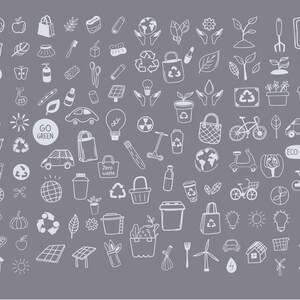 Hand Drawn Doodles Love Earth SVG, Eco Friendly Icons , Earth Day ...