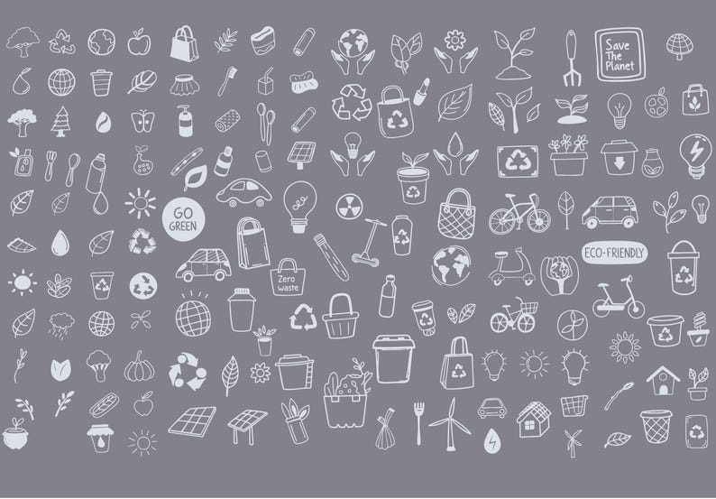 Hand Drawn Doodles Love Earth SVG, Eco Friendly Icons , Earth Day ...