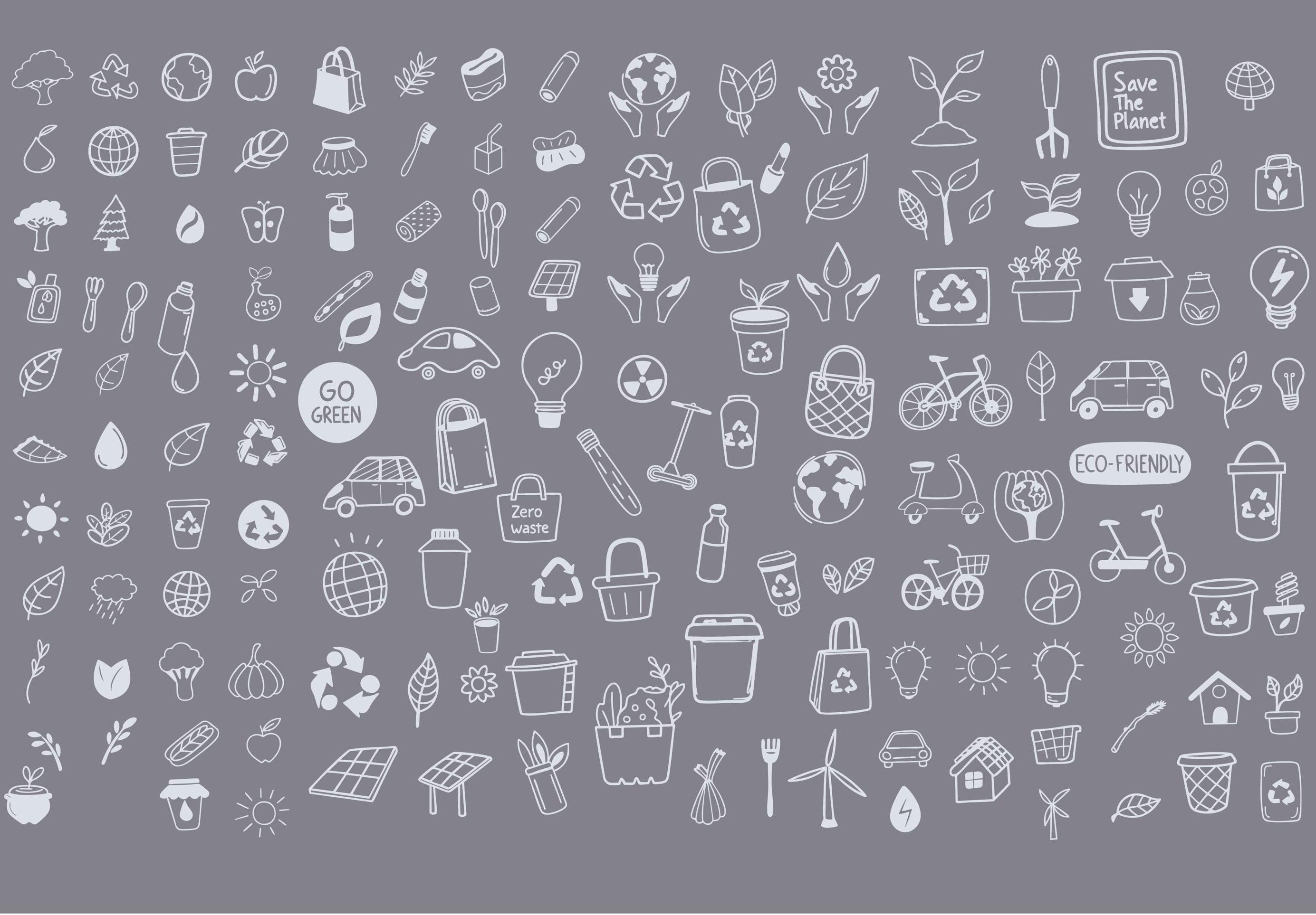 Hand Drawn Doodles Love Earth SVG, Eco Friendly Icons , Earth Day ...